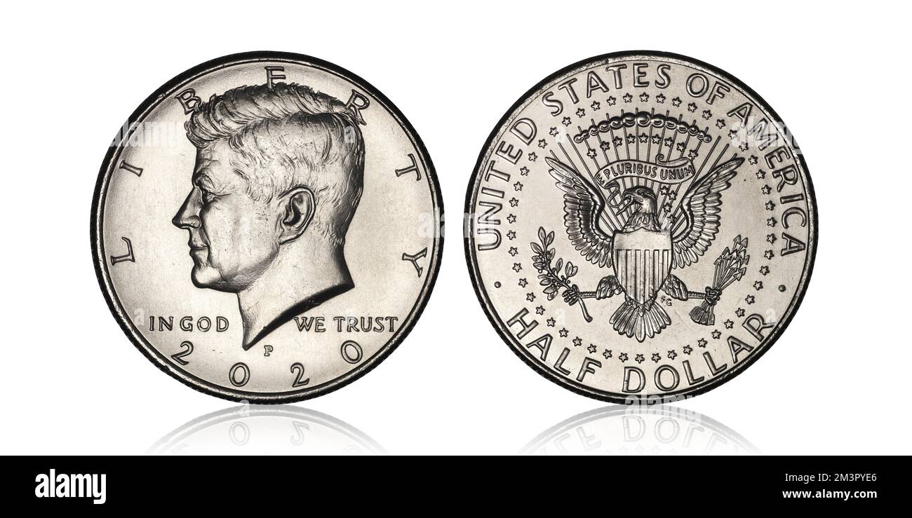 Half dollar obverse and reverse with 2020 on a white background Stock ...