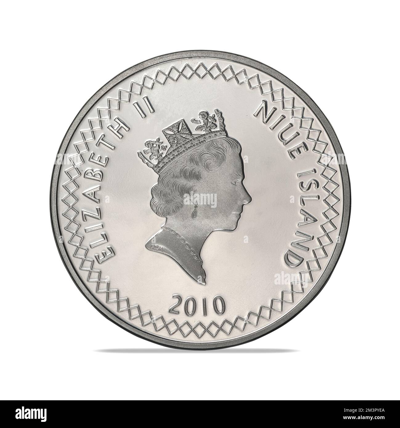 New Zealand dollar coin ELŻBIETA II ISLAND NIUE 2010 on a white ...