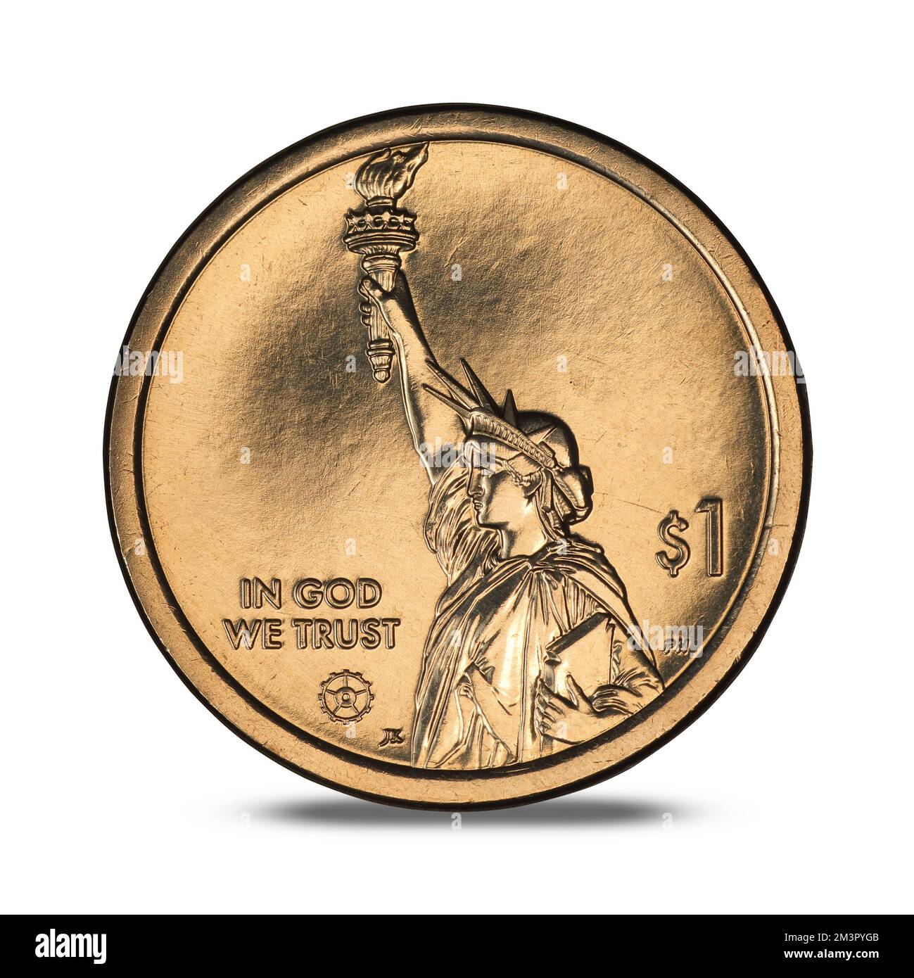 One dollar commemorative coin on white background Stock Photo - Alamy