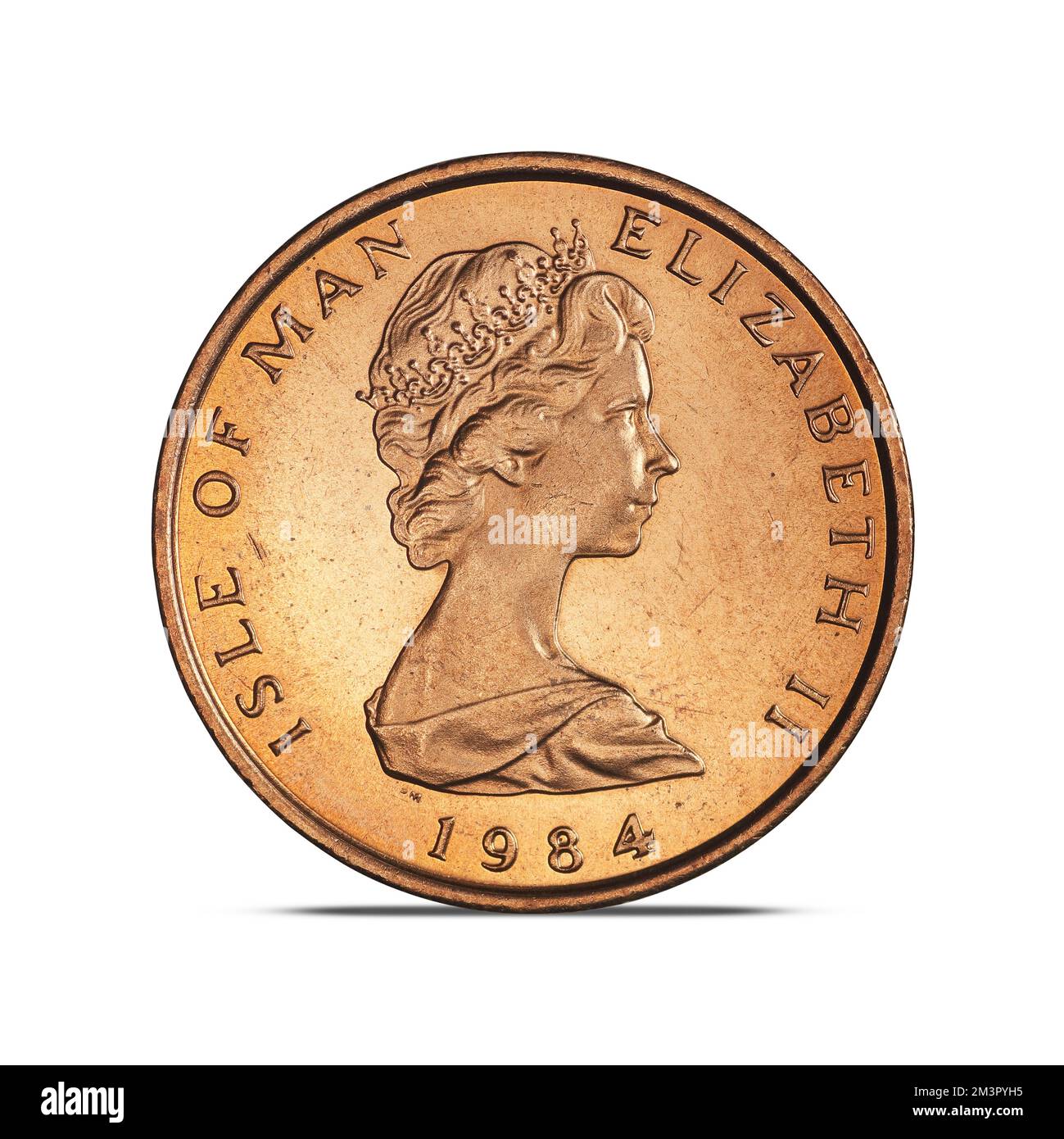 The Isle of Man 2 pence, 1984 on white Stock Photo - Alamy