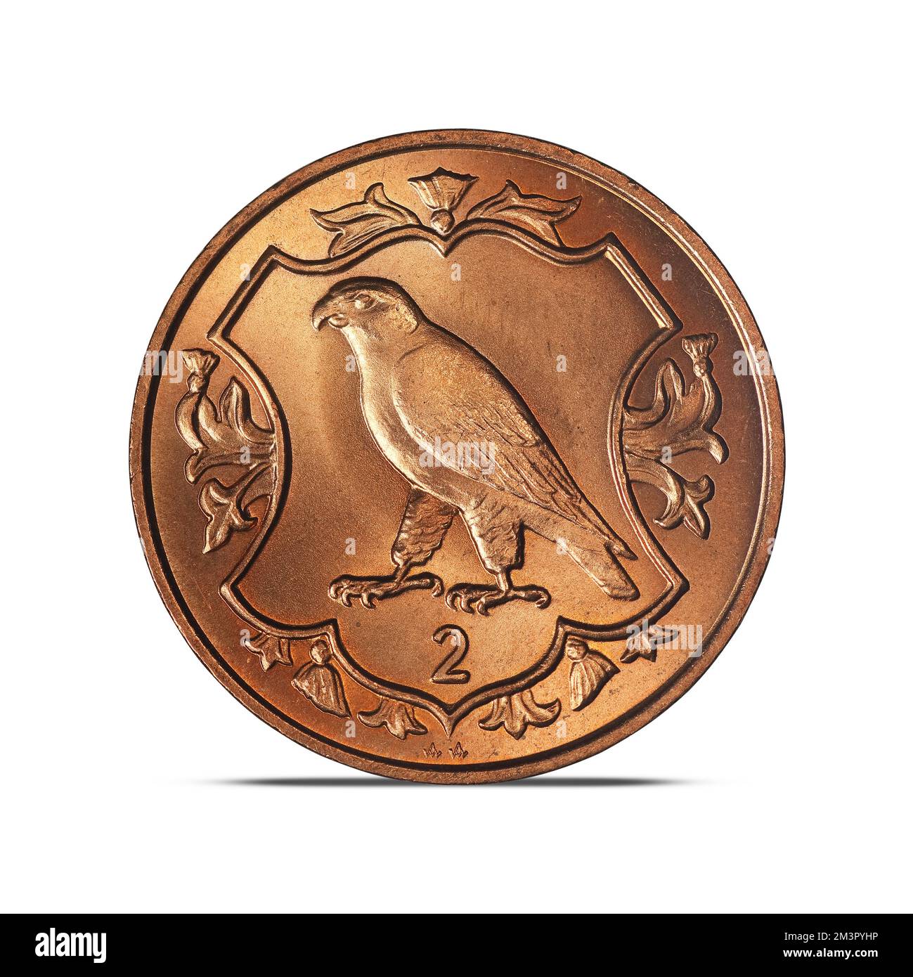 The Isle of Man 2 pence, 1984 on white Stock Photo - Alamy