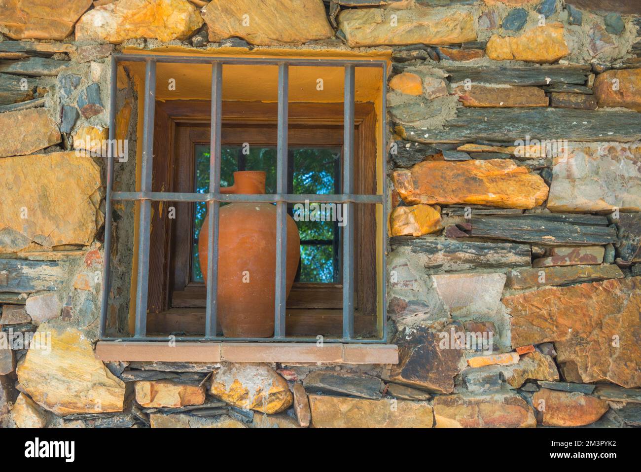 Clay pot in rustic window Stock Photo - Alamy