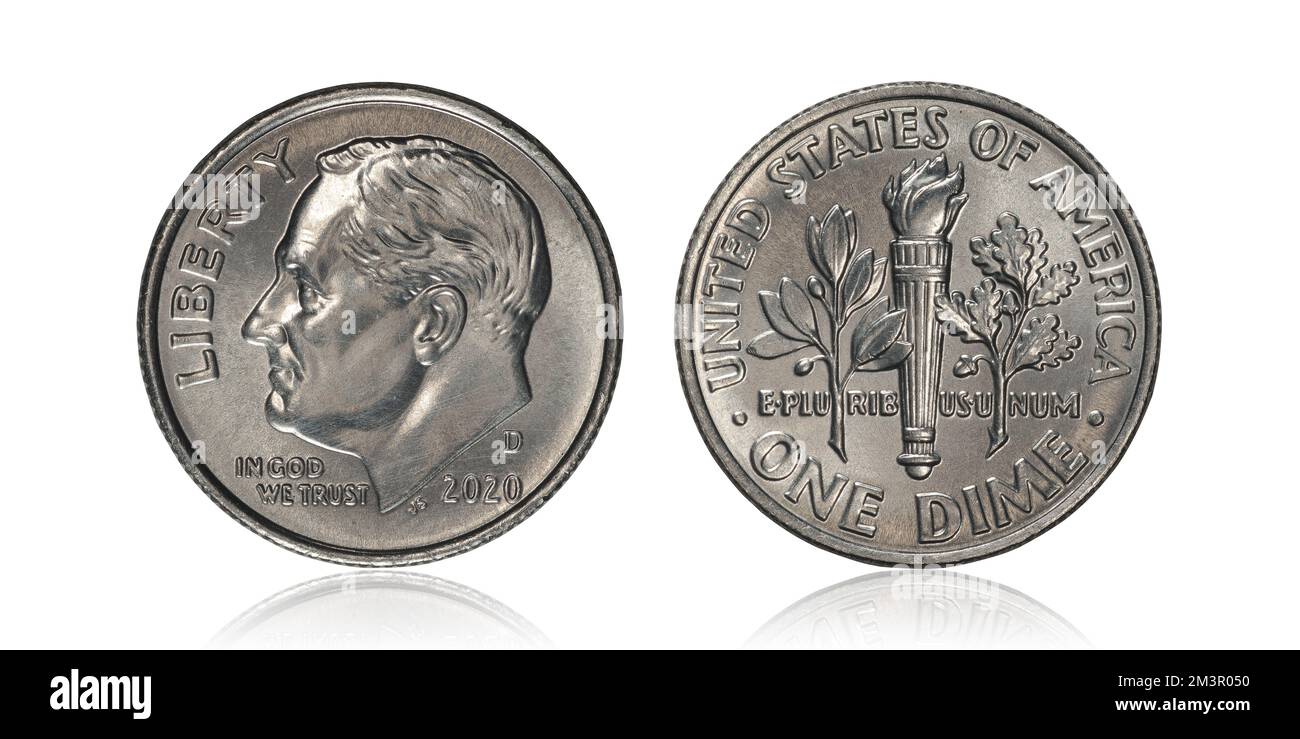 USA one dime, 2020 on white background Stock Photo - Alamy
