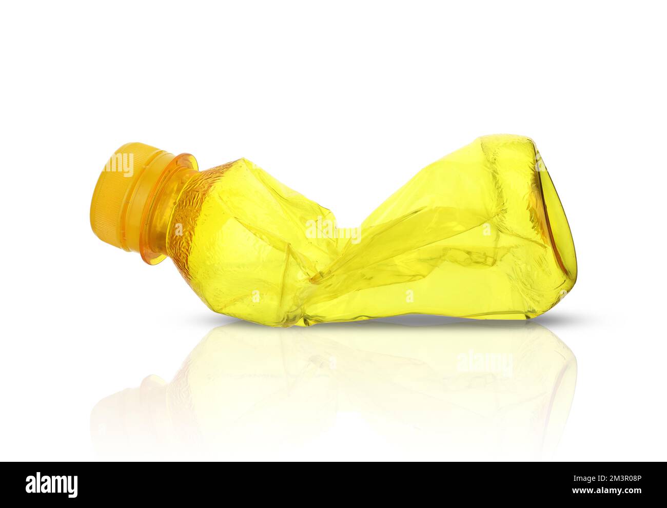 a small plastic yellow lemon juice bottle on a white background Stock ...