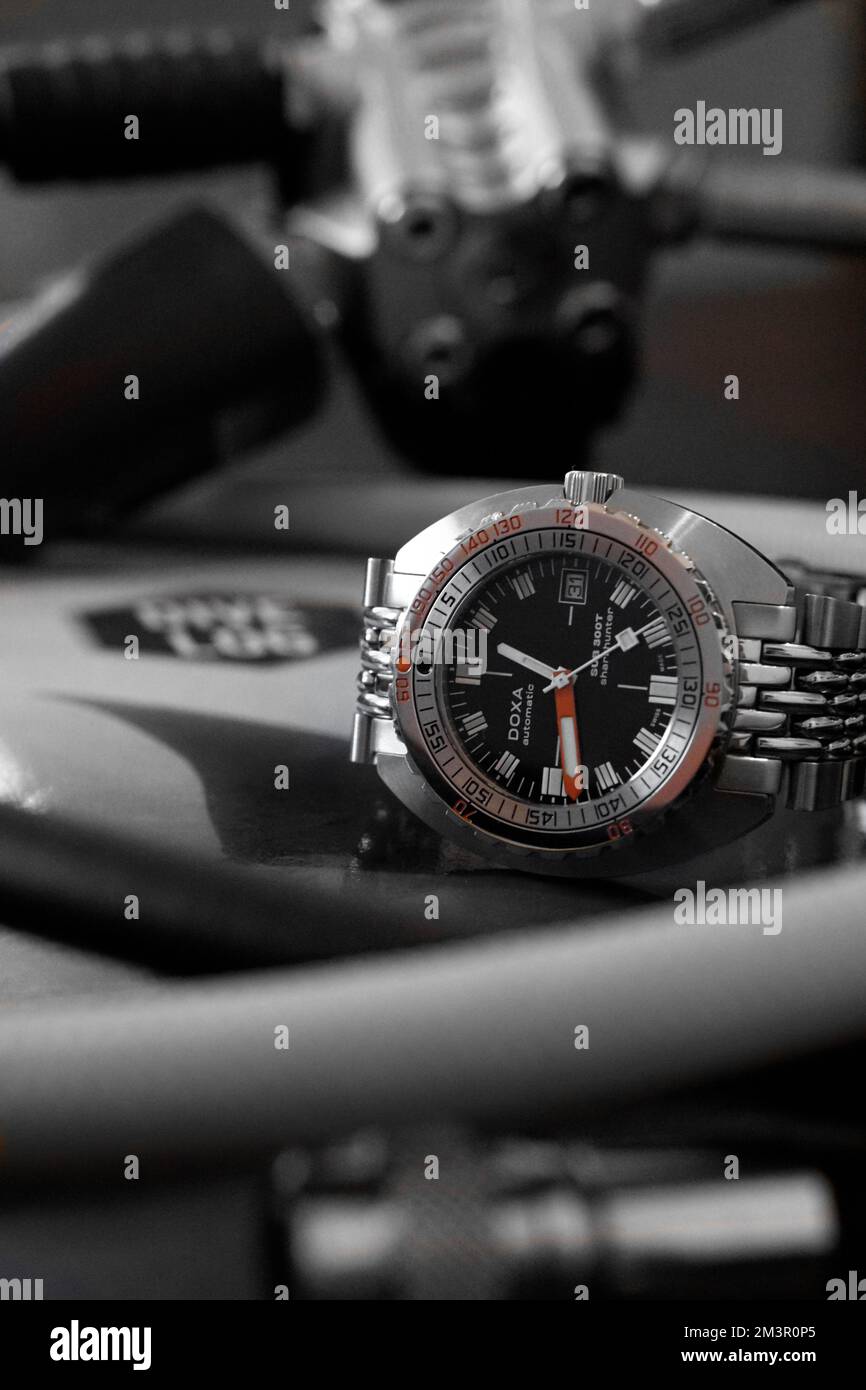 Mechanical Omega, Doxa Dive watch Speedmaster Sub300T Stock Photo - Alamy