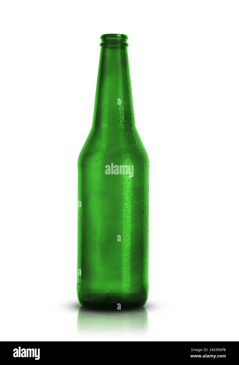 glass green beer bottle on white background Stock Photo - Alamy