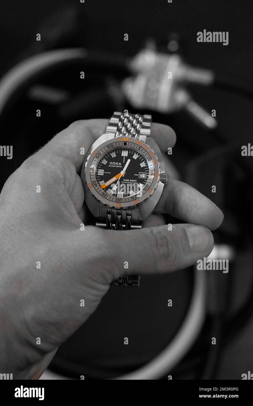 Mechanical Omega, Doxa Dive watch Speedmaster Sub300T Stock Photo - Alamy