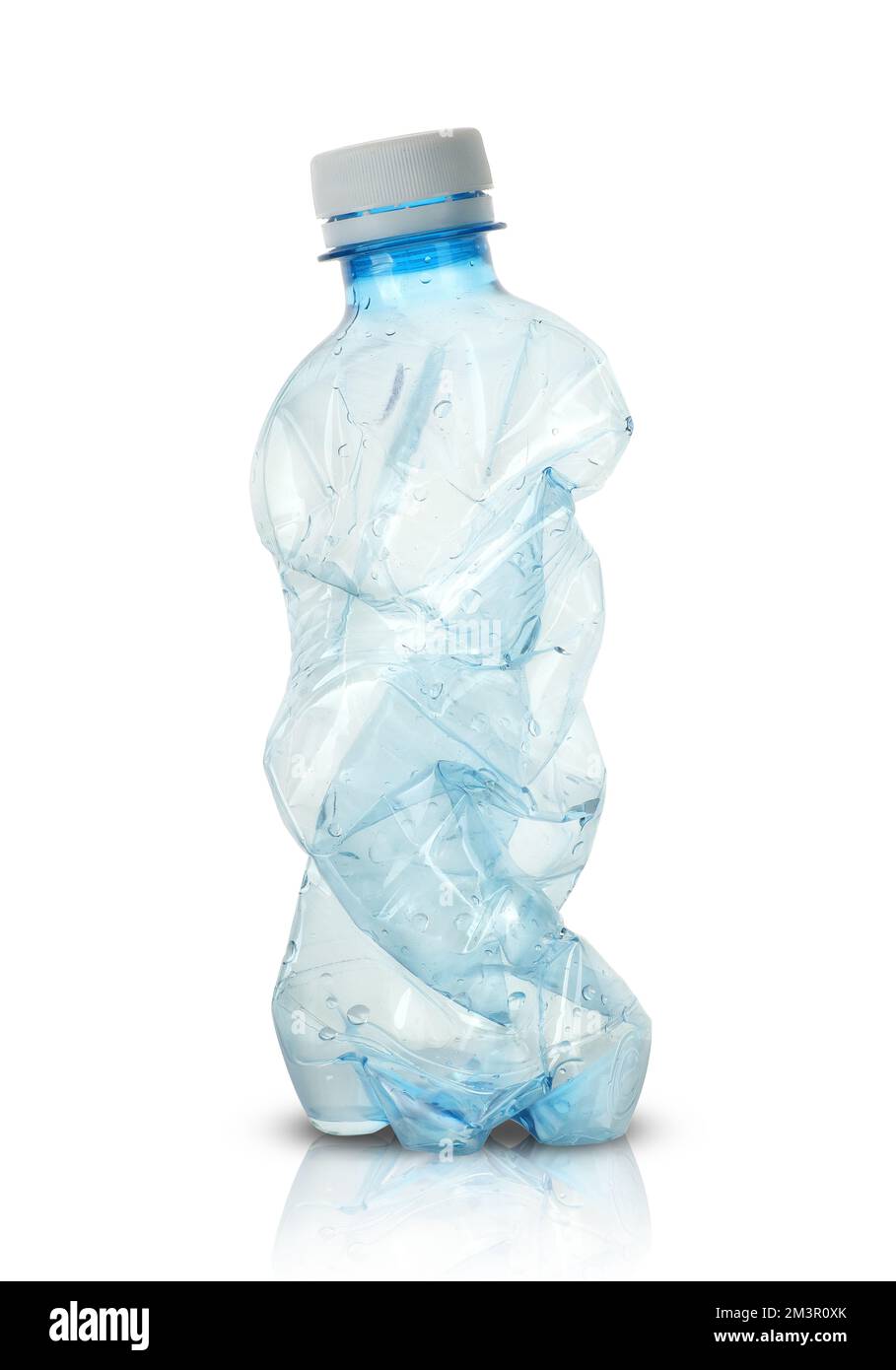 small crushed water bottle on white background Stock Photo - Alamy