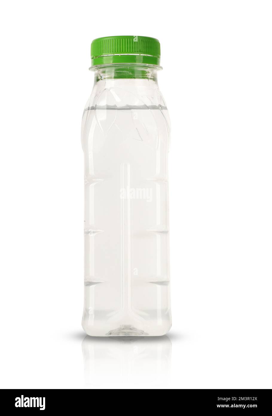 small square bottle with water on a white background Stock Photo - Alamy