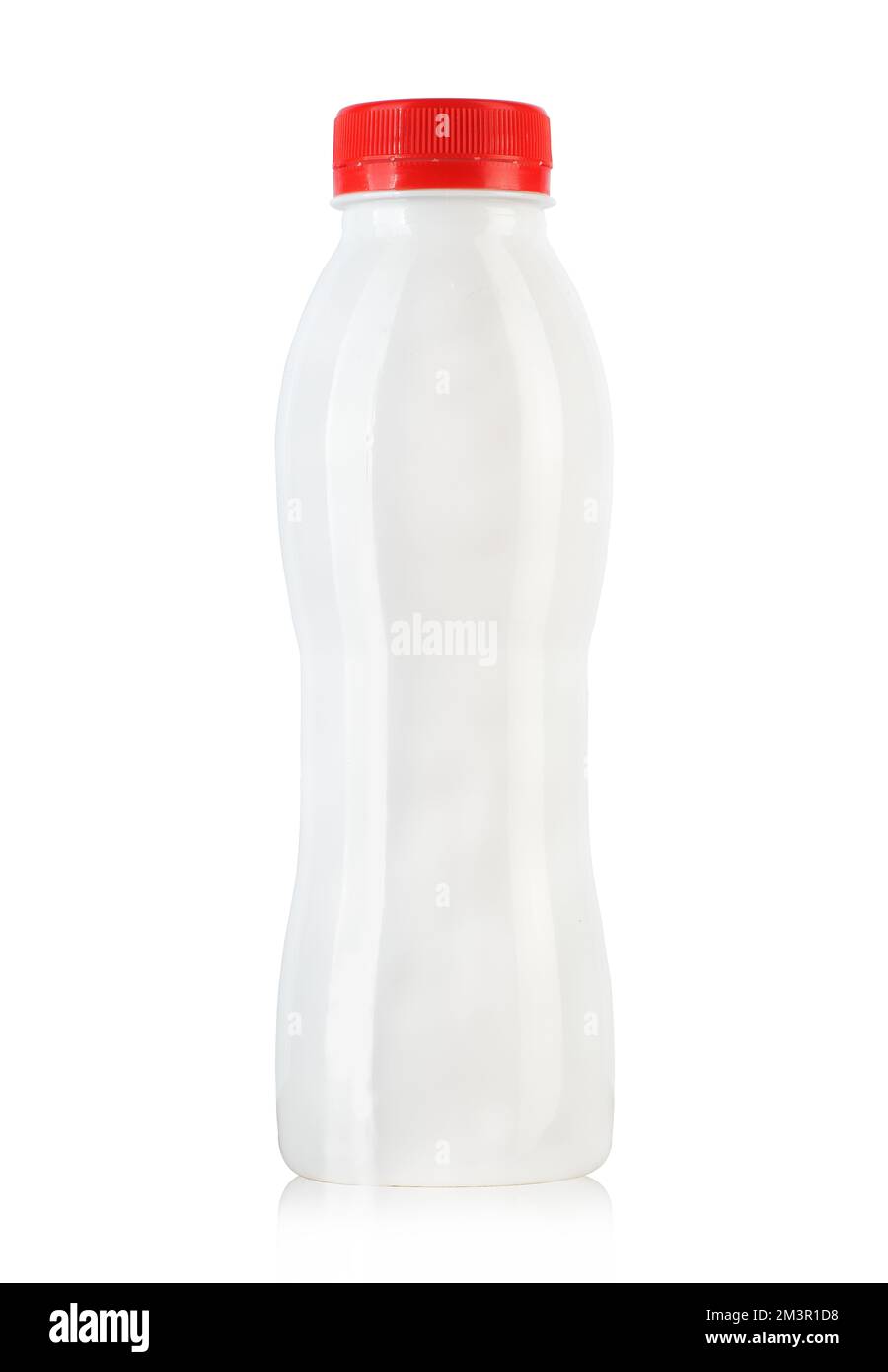 white plastic yogurt bottle on a white background Stock Photo - Alamy