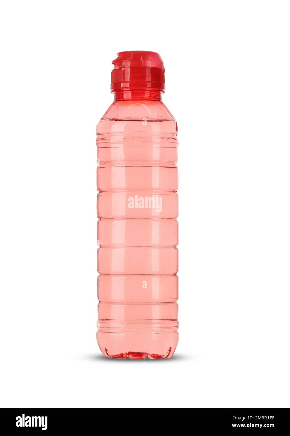 red plastic bottle with liquid on white background Stock Photo - Alamy