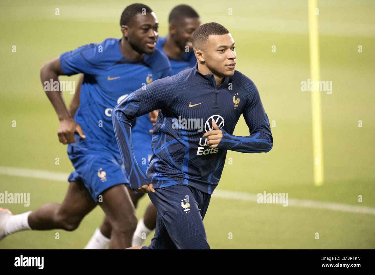 Kylian MBappe of France warms up during a training session, on December ...