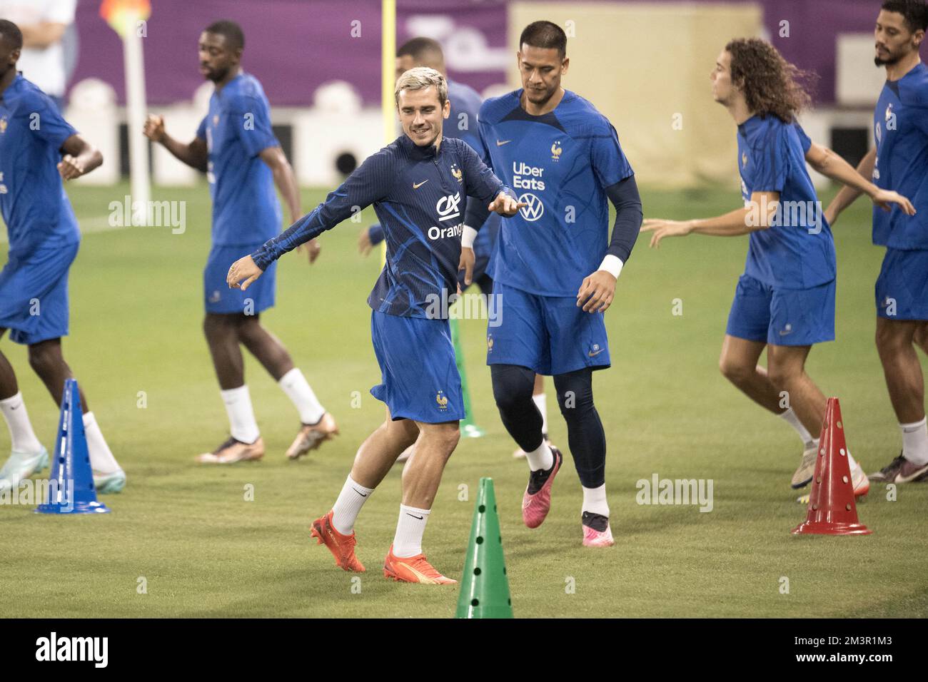 Antoine Griezmann of France warms up during a training session, on ...