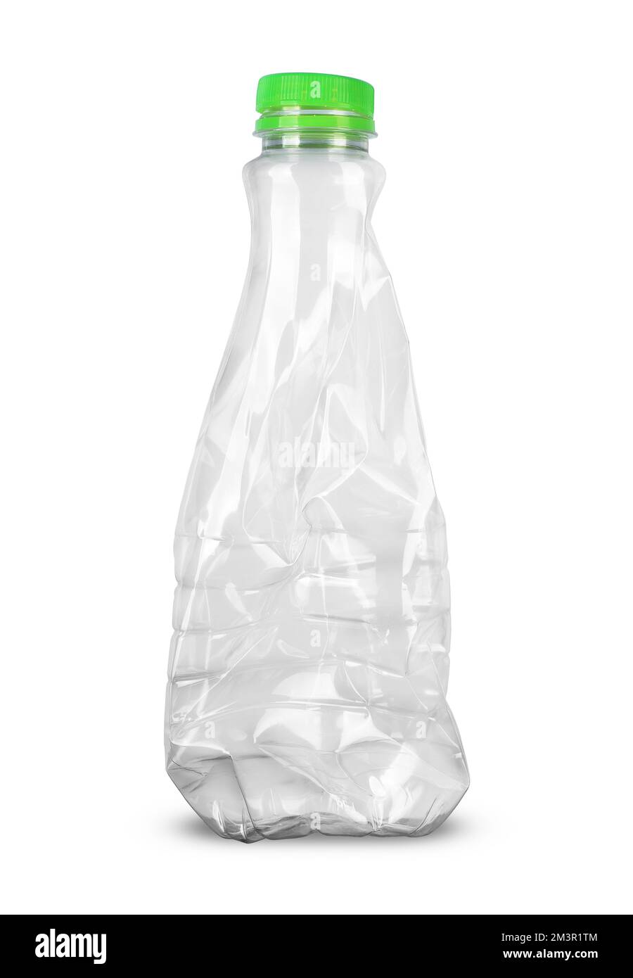 big crushed plastic bottle on white background Stock Photo - Alamy