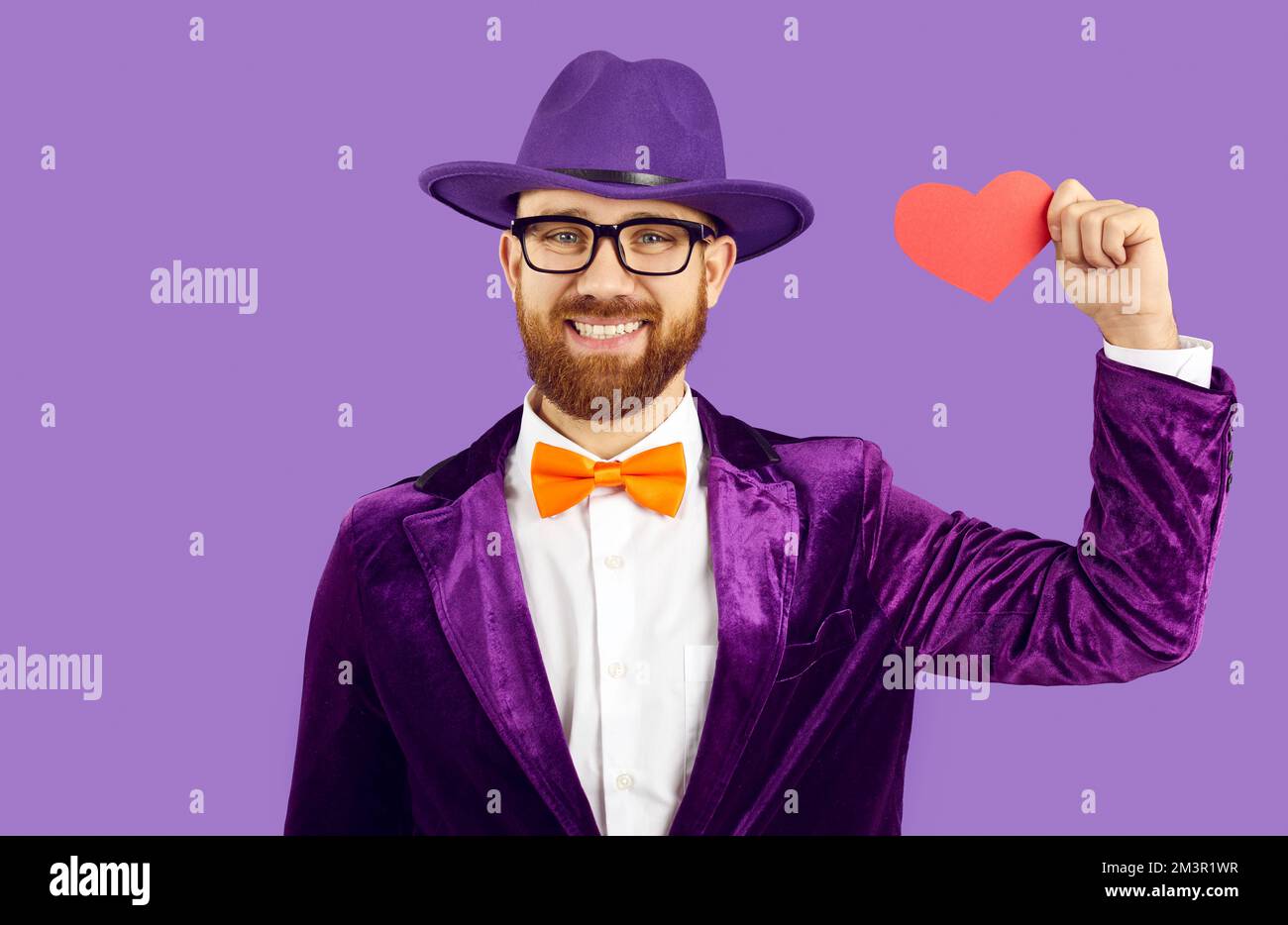 Portrait of happy man in costume show heart sign Stock Photo - Alamy