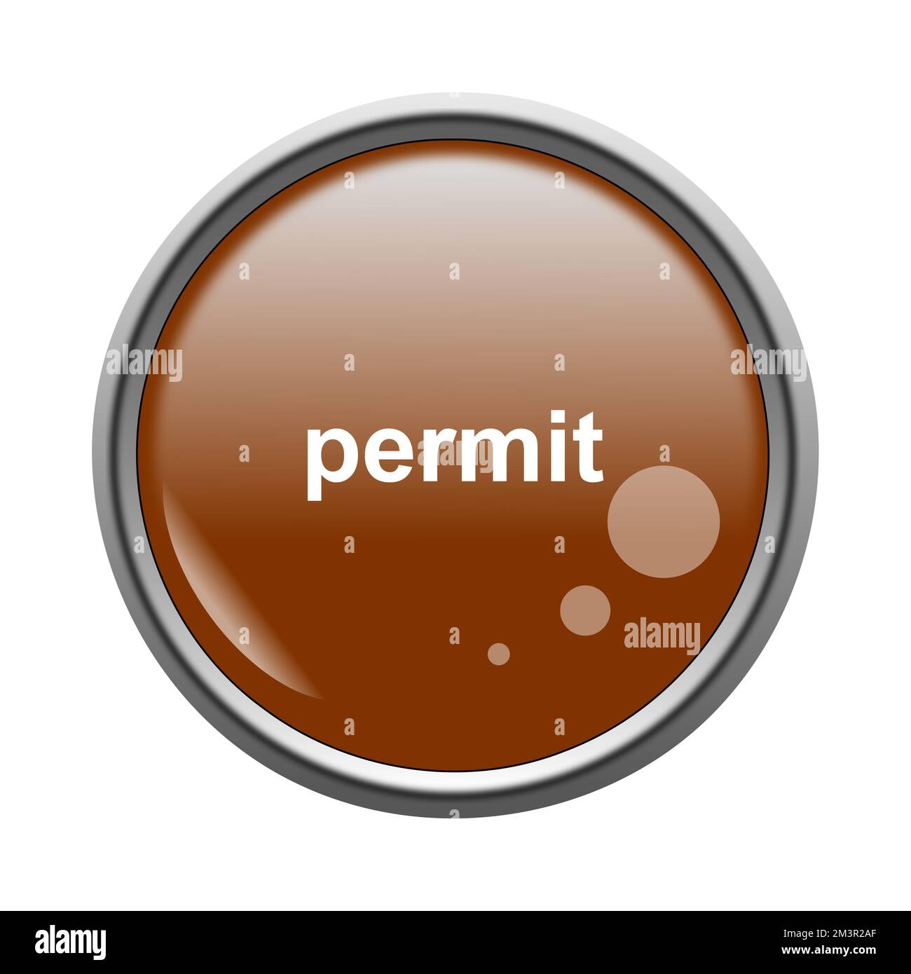 brown permit button on white background Stock Photo - Alamy