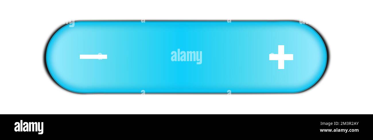 3d illustration of a horizontal button add subtract on white background ...