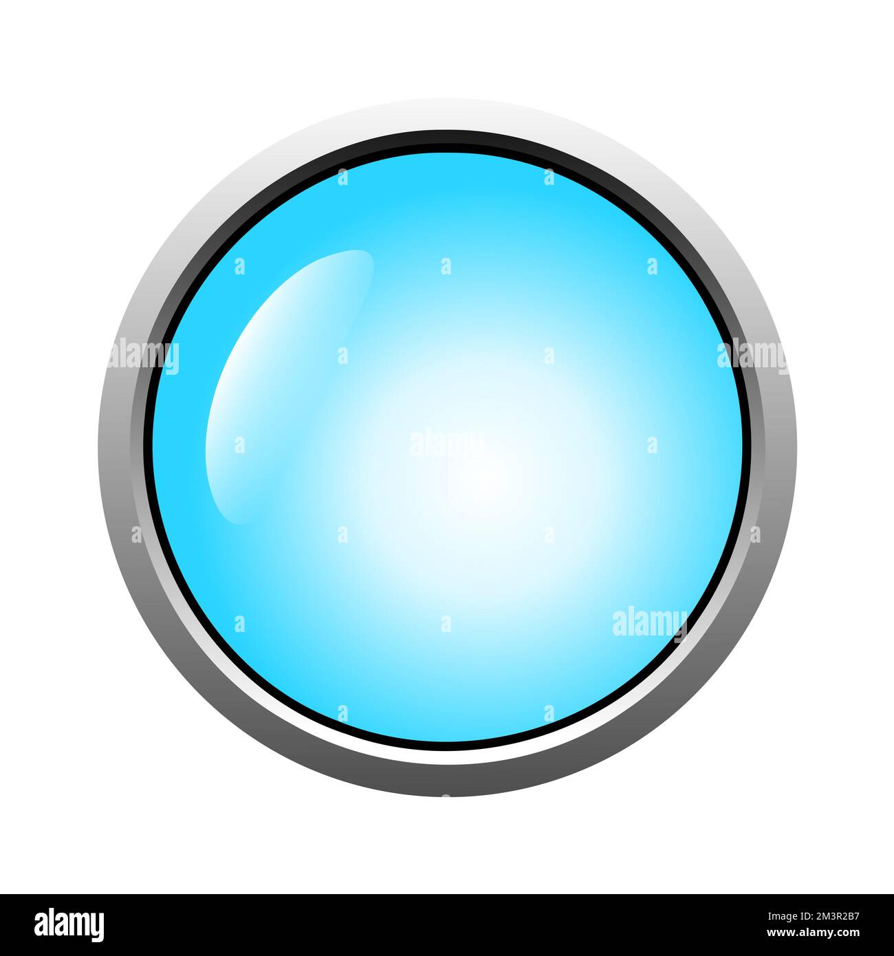 3d illustration blue button over white background Stock Photo - Alamy