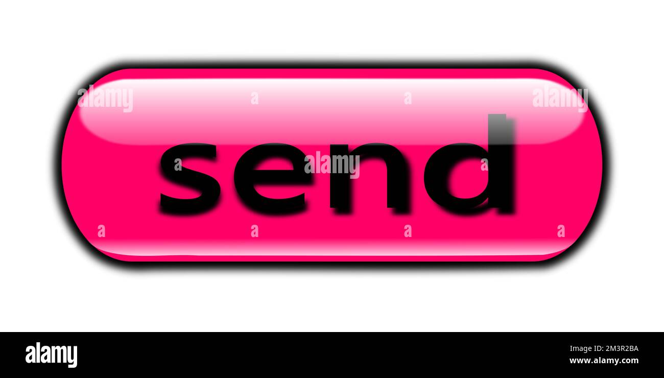 3d pink graphics send button on white background Stock Photo - Alamy