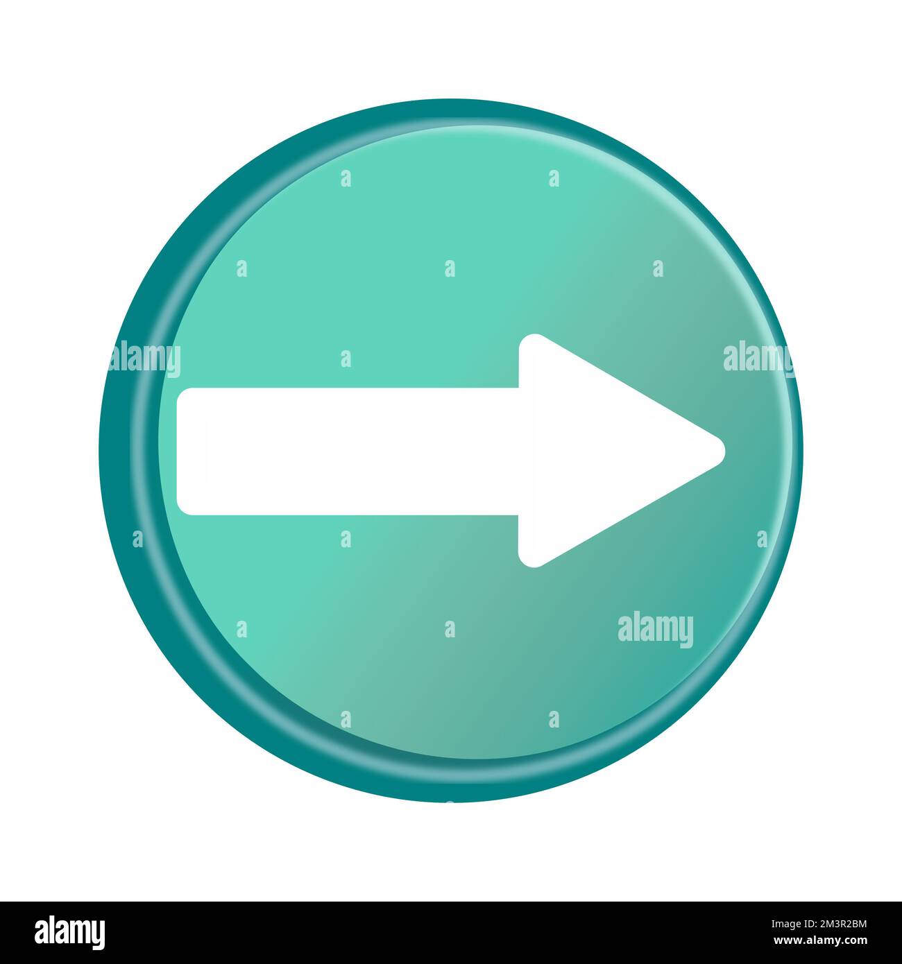 illustration of a 3d blue button with right arrow over white background ...
