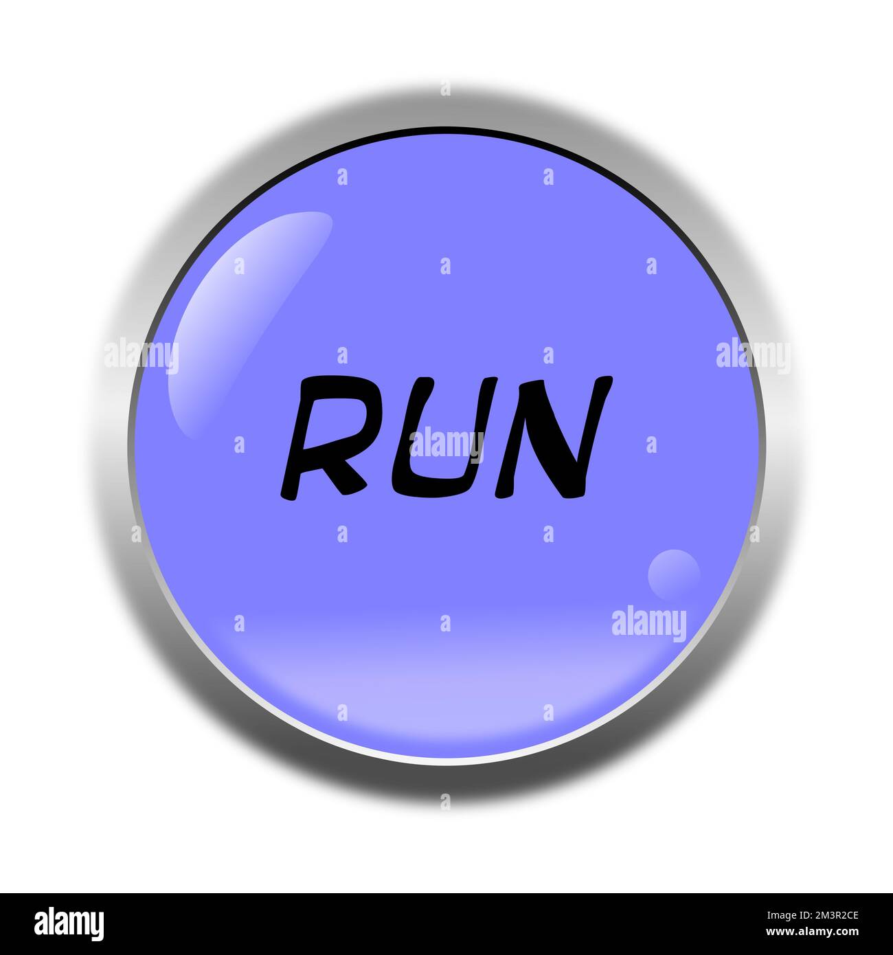 3d illustration of blue run button over white background Stock Photo - Alamy