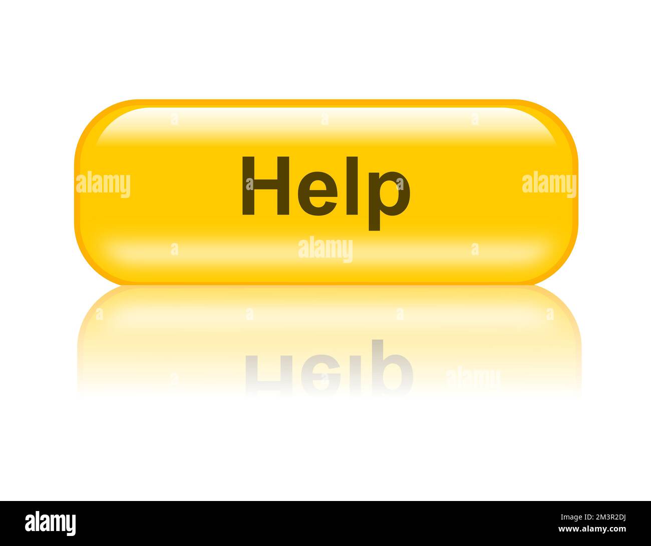 3d illustration yellow help button over white background Stock Photo ...