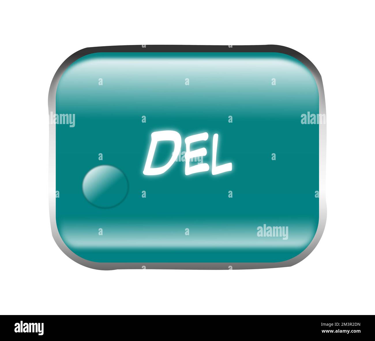 3d illustration blue del button over white background Stock Photo - Alamy