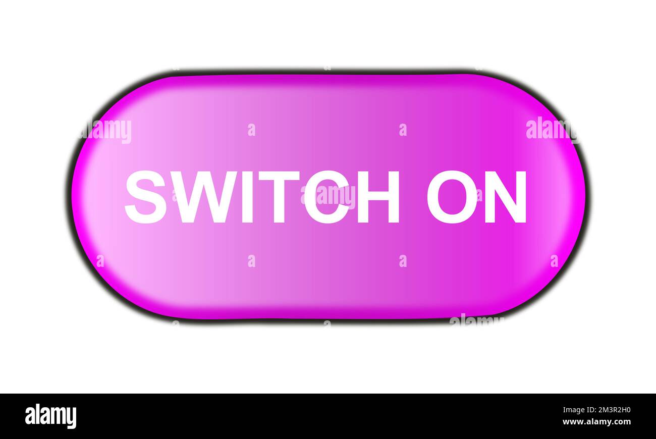 horizontal purple switch on button on white background Stock Photo - Alamy