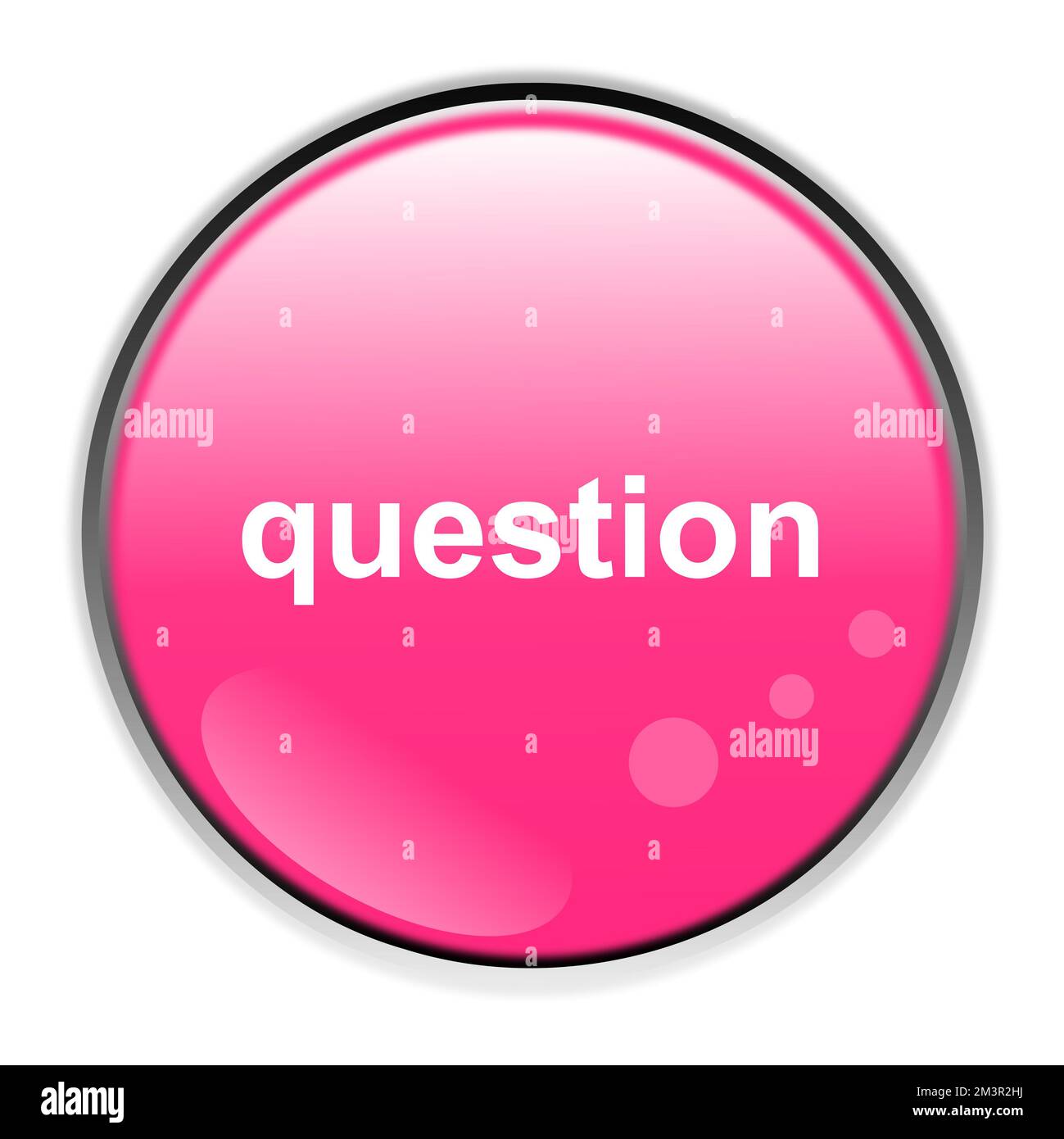 pink button with a question sign on a white background Stock Photo - Alamy