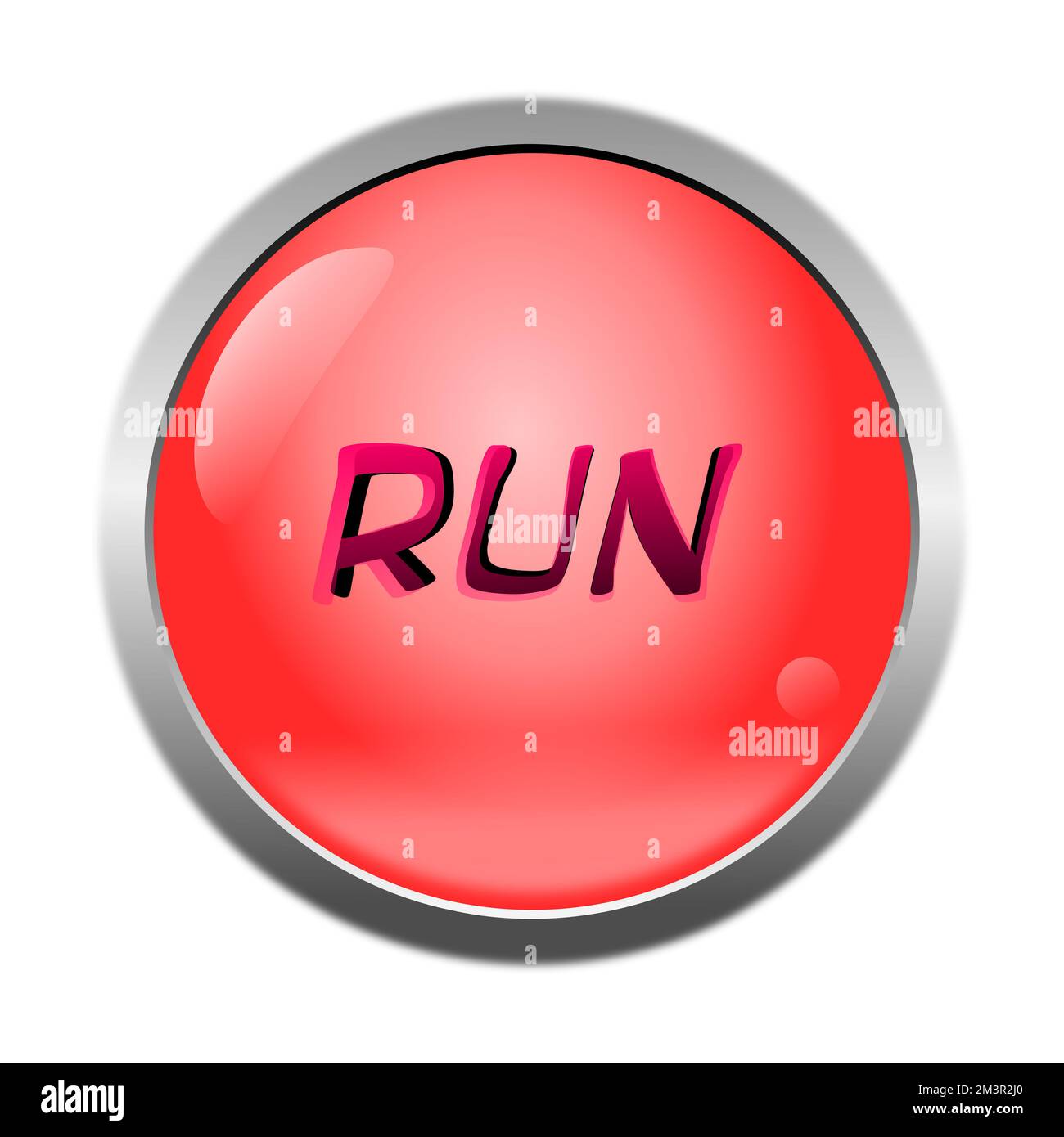 3d illustration pink run button over white background Stock Photo - Alamy