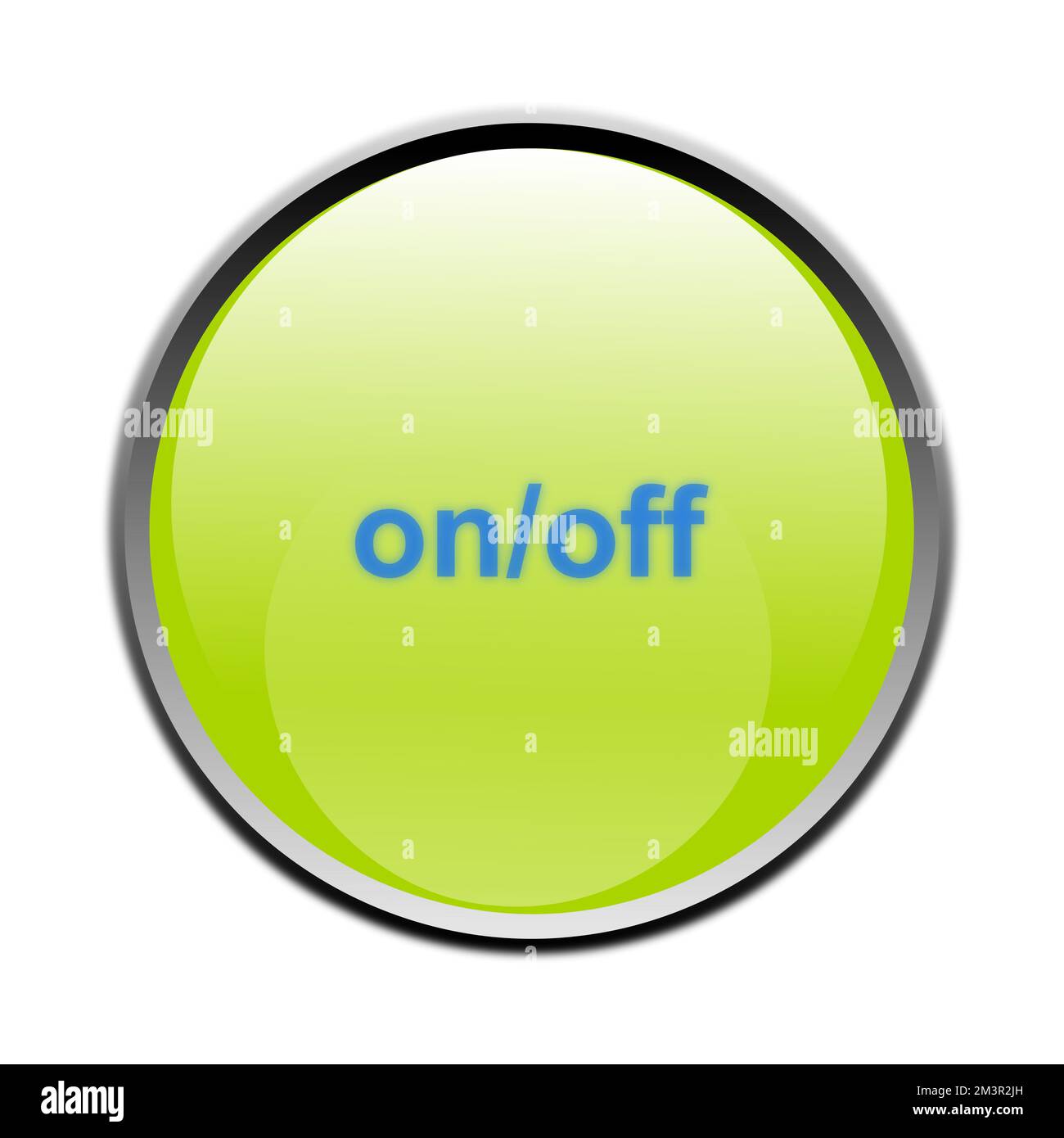 3d illustration of green on / off button over white background Stock ...