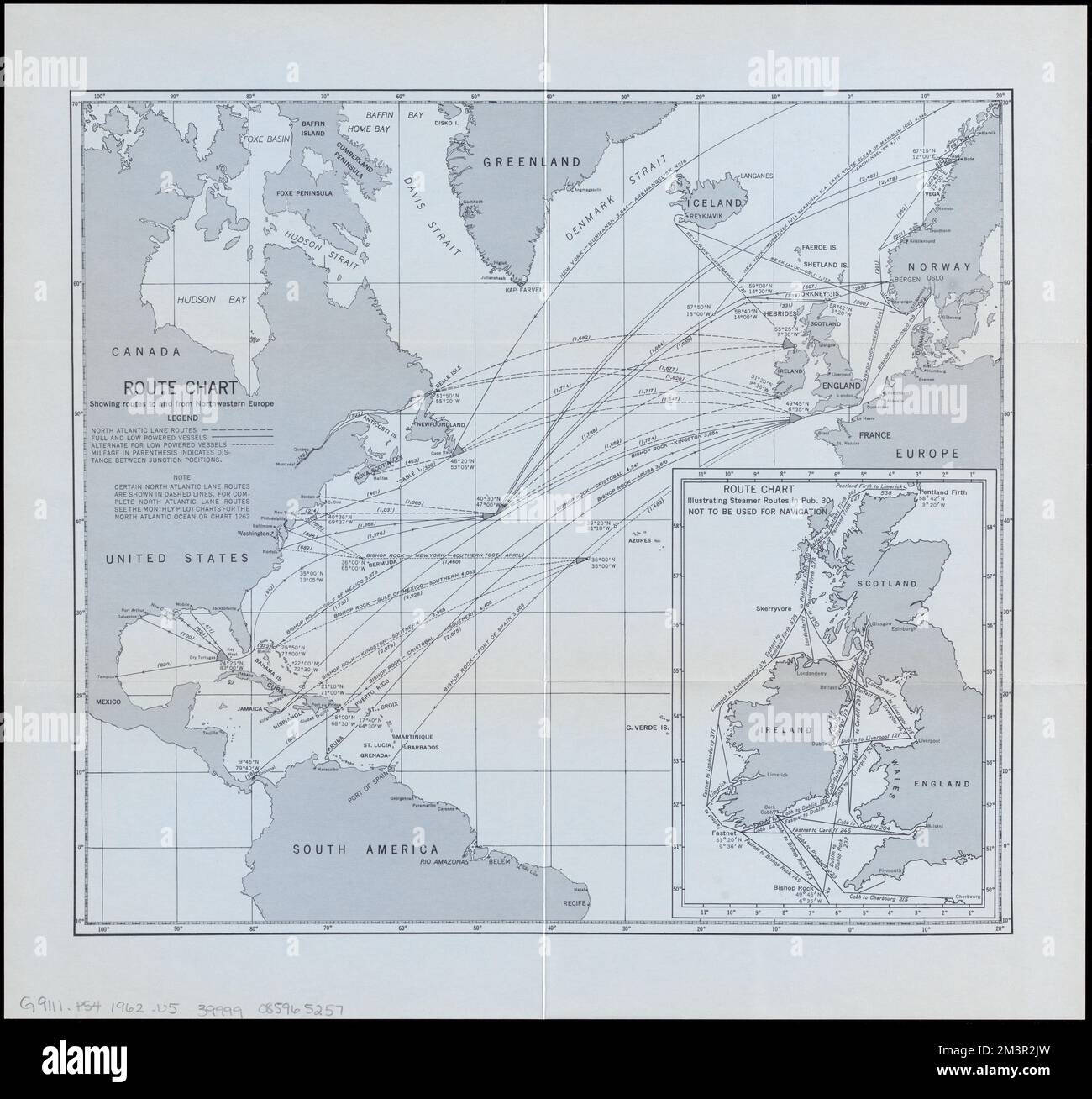 Route chart showing routes to and from northwestern Europe , North ...