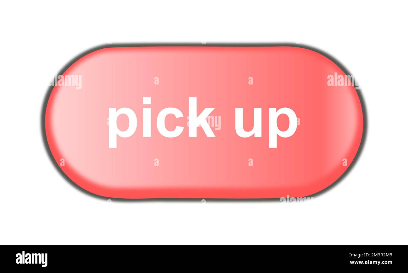 horizontal pink pick up button on white background Stock Photo - Alamy