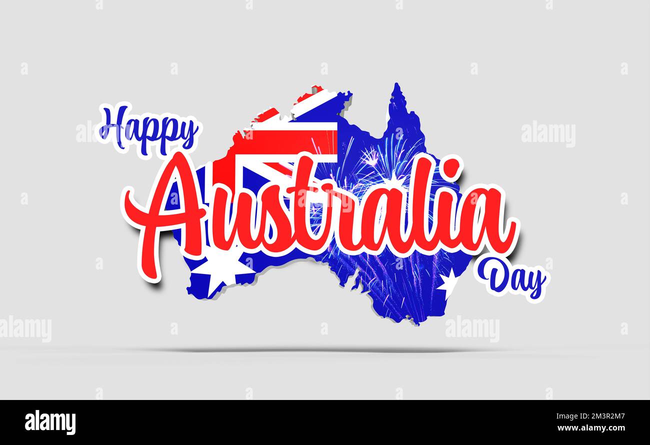 australia day - 26th january - white background - 3D rendering Stock ...