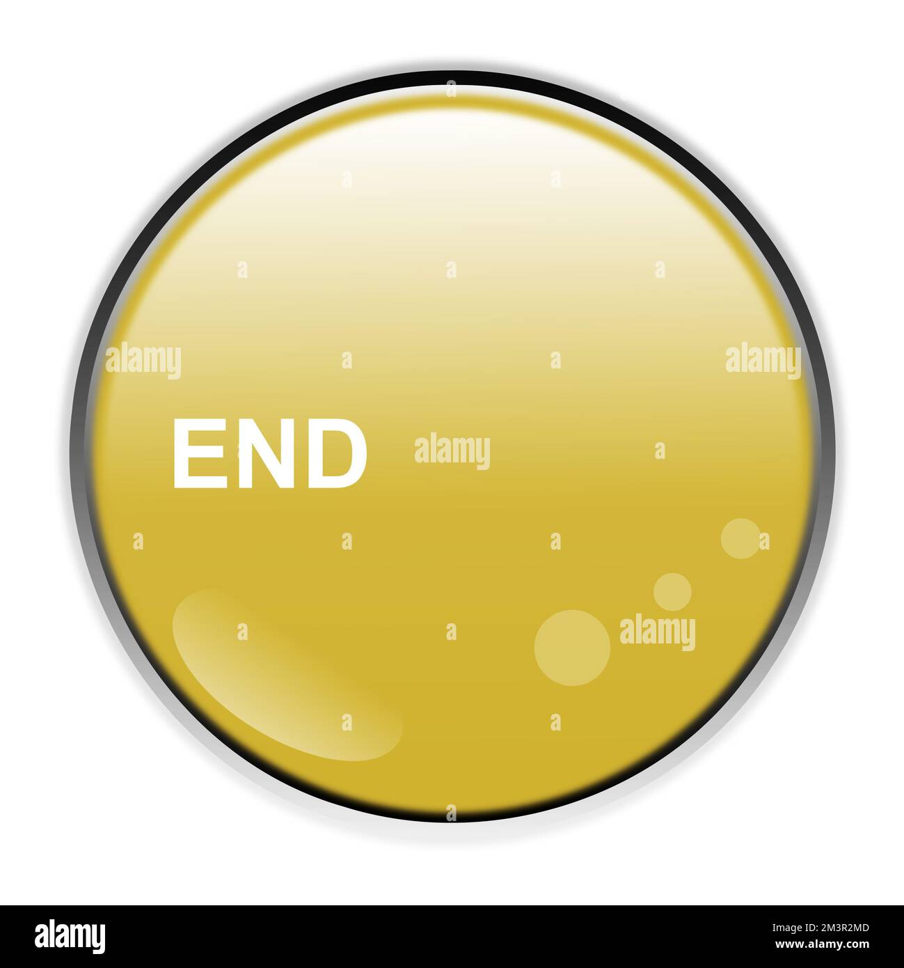 yellow end button on white background Stock Photo - Alamy
