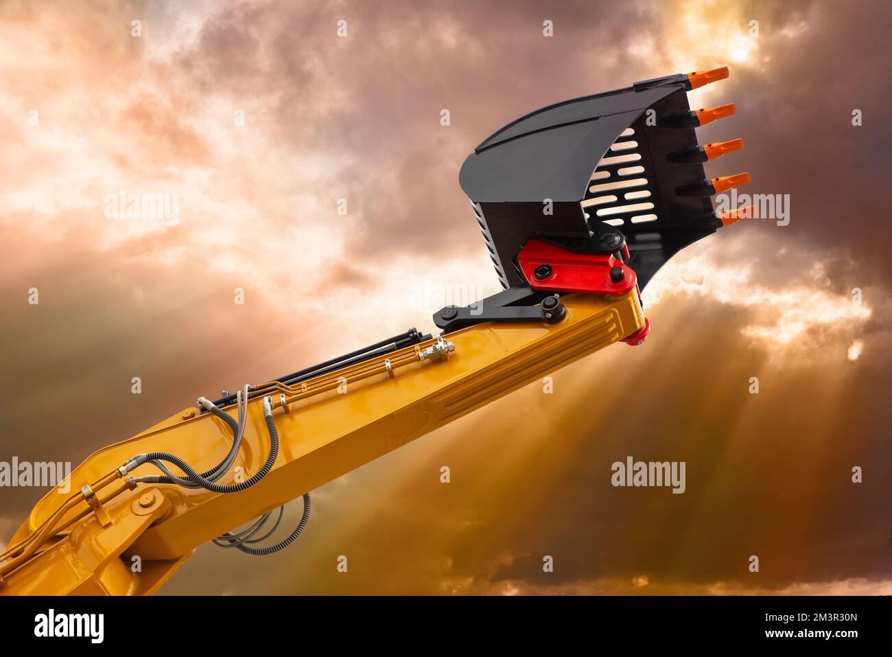 excavator ist working and digging at construction site Stock Photo - Alamy