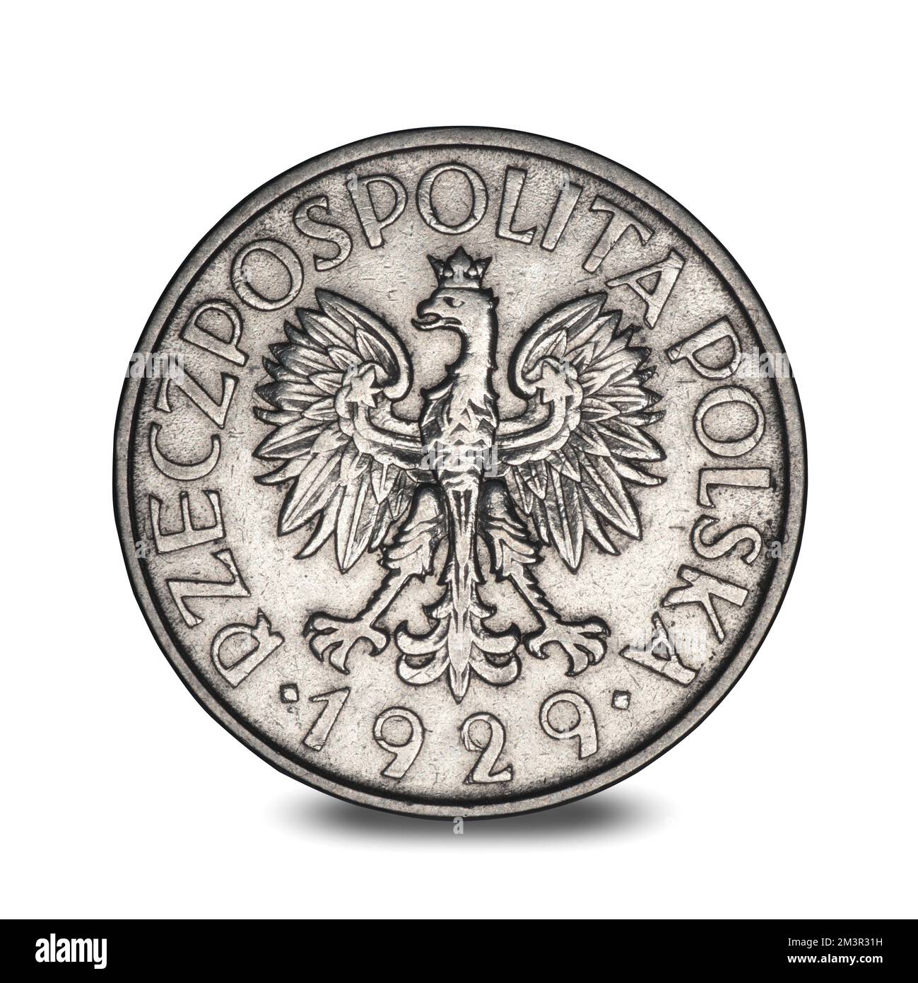 Polish one zloty coin from 1929 on a white background Stock Photo - Alamy