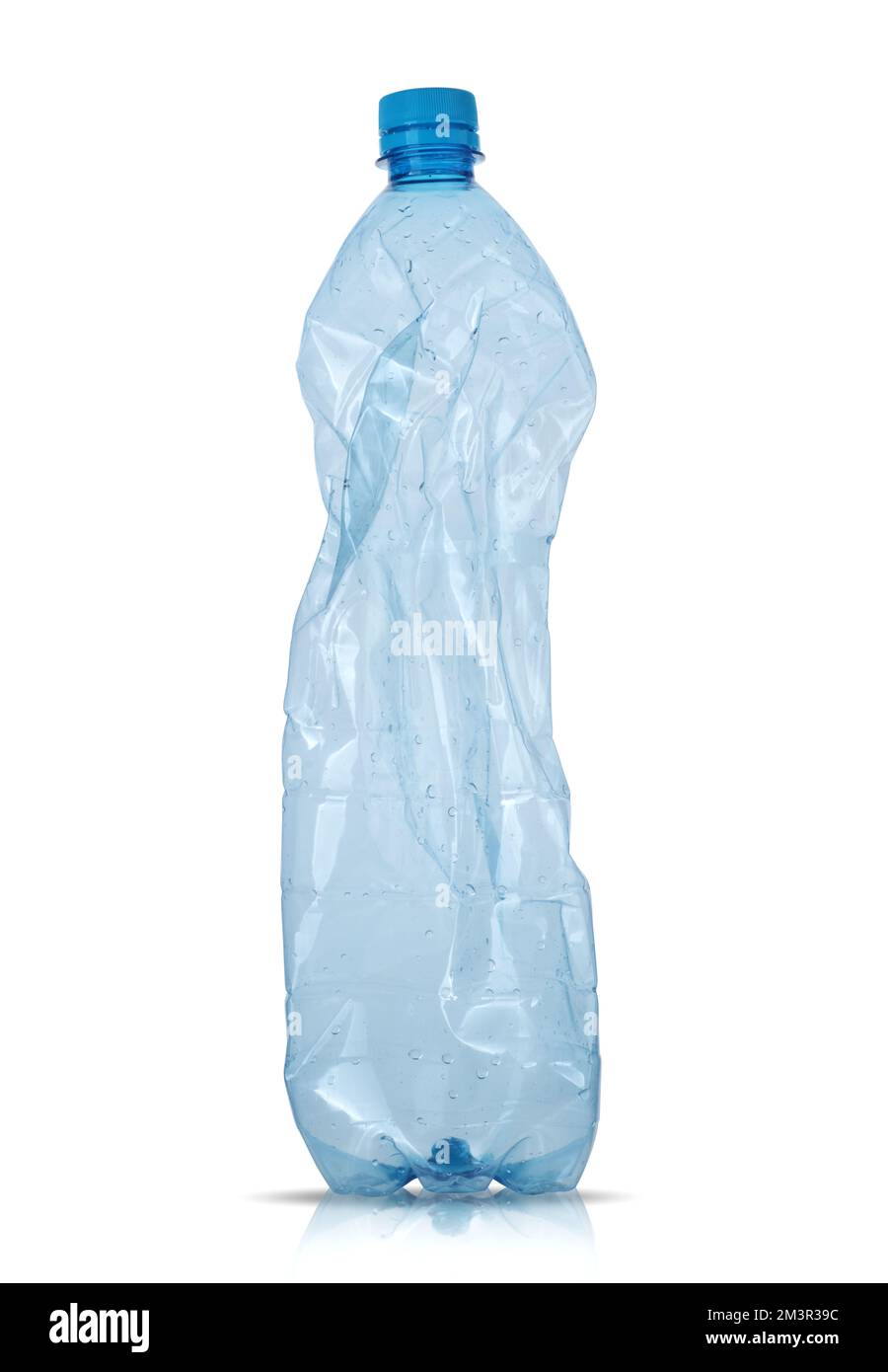 large crushed plastic bottle on white background Stock Photo - Alamy