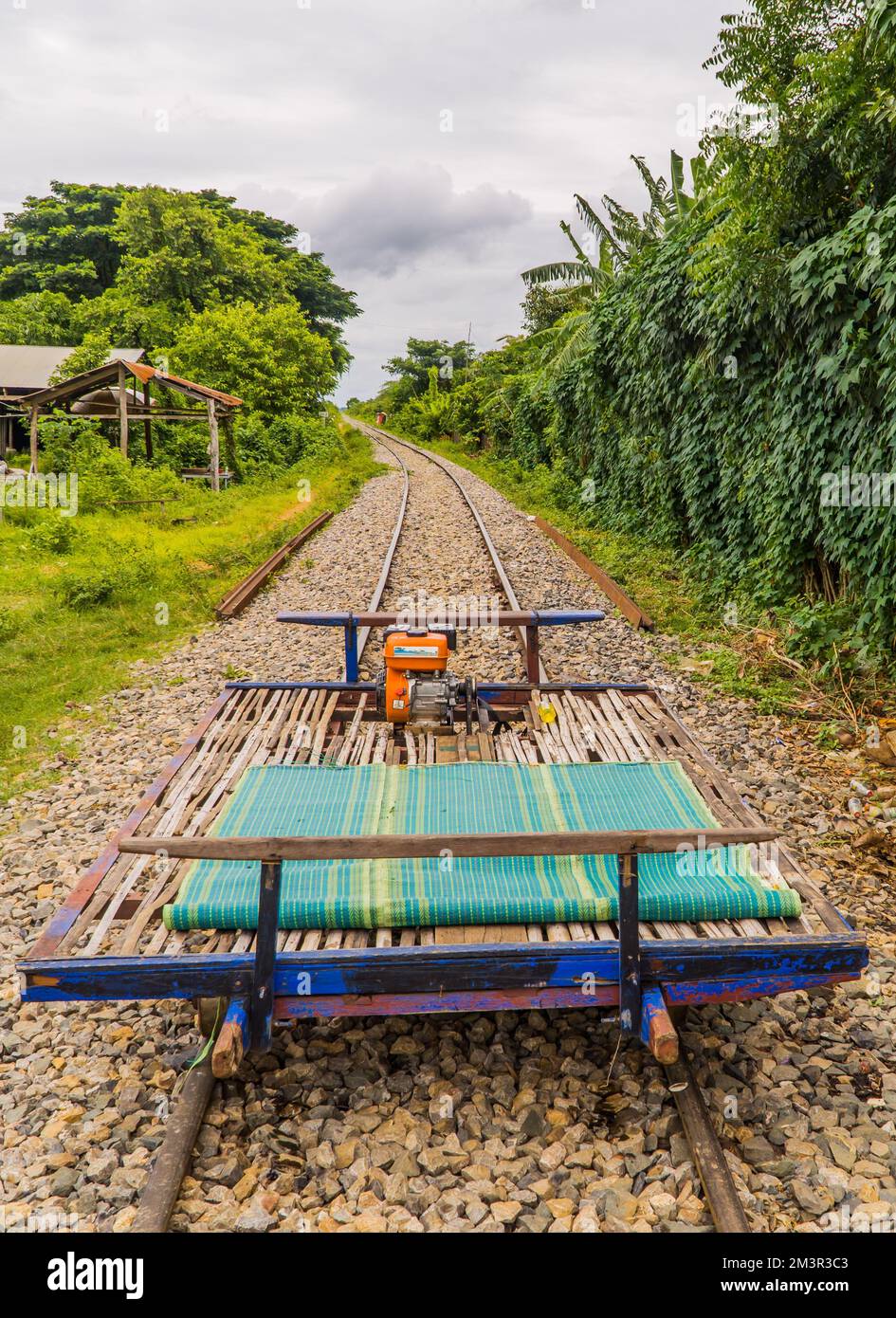 A famous bamboo train in rural Battambang, Cambodia Stock Photo - Alamy