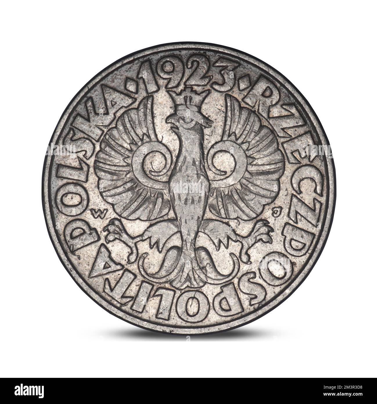 Polish coin of 1923 with a low denomination on a white background Stock ...
