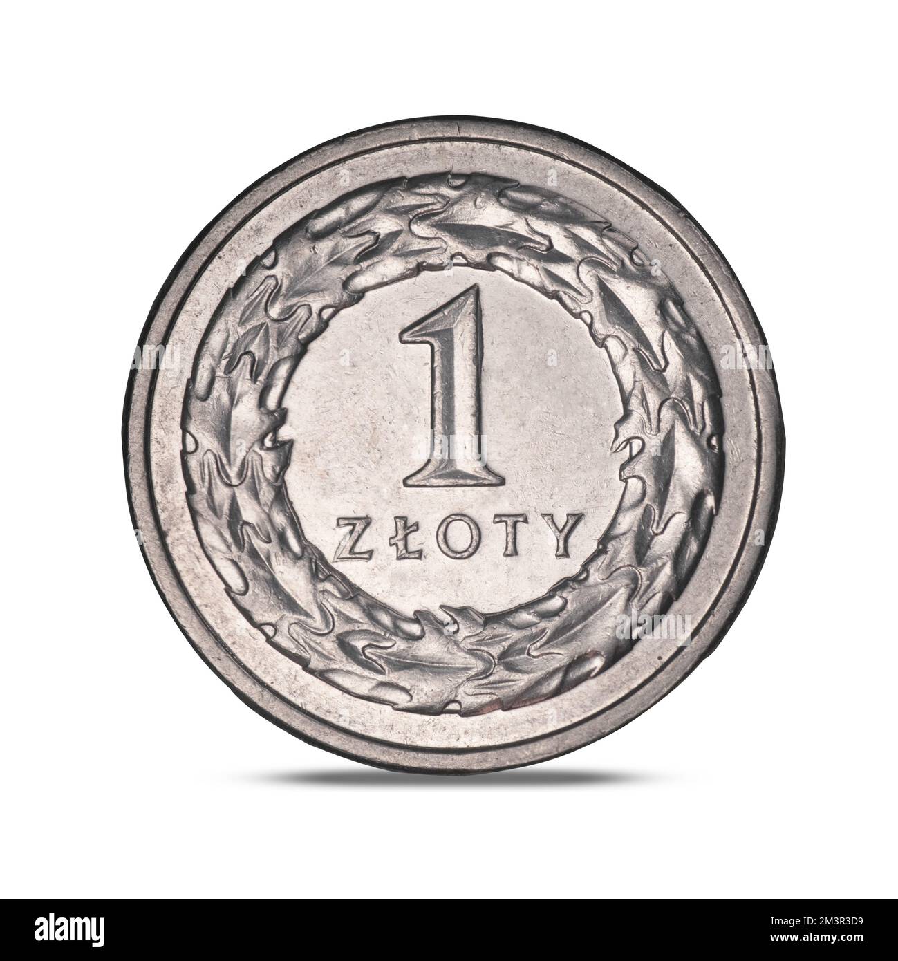 Polish circulation coin from 2015 on a white background Stock Photo - Alamy