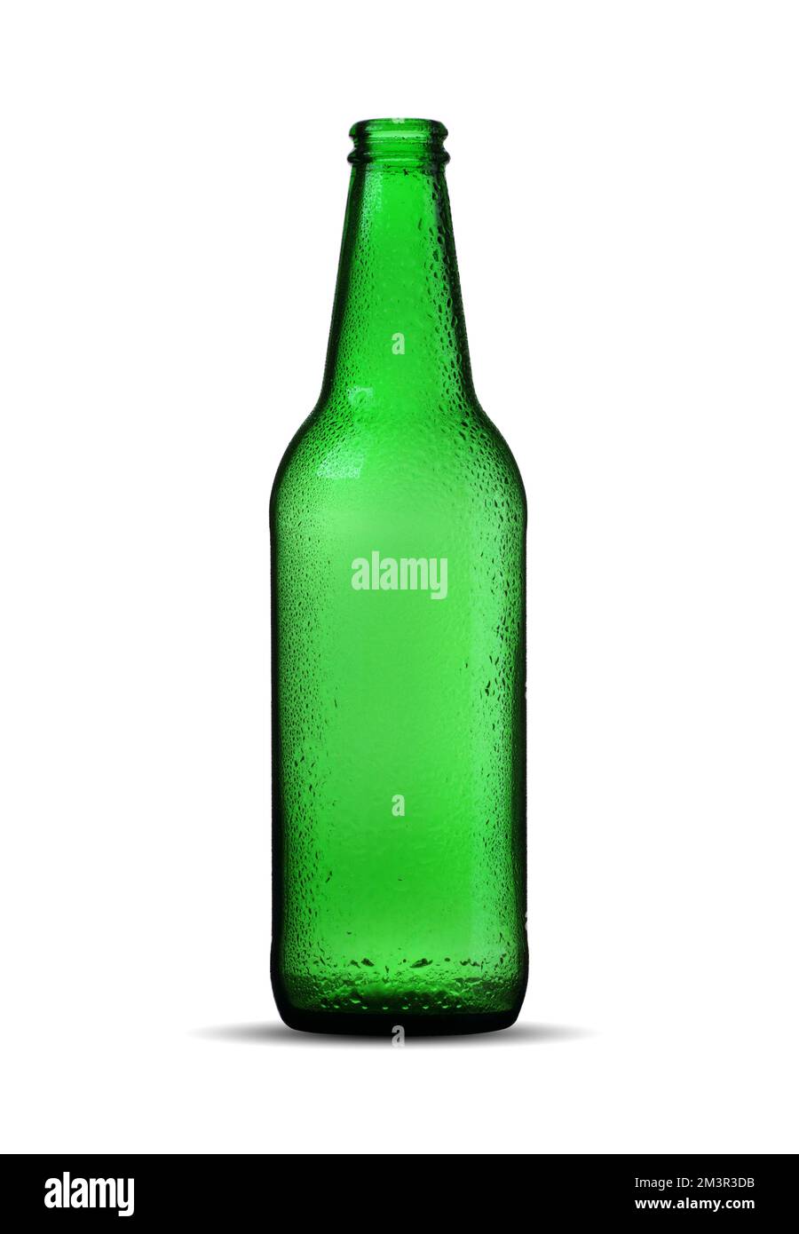 green empty beer bottle on white background Stock Photo - Alamy