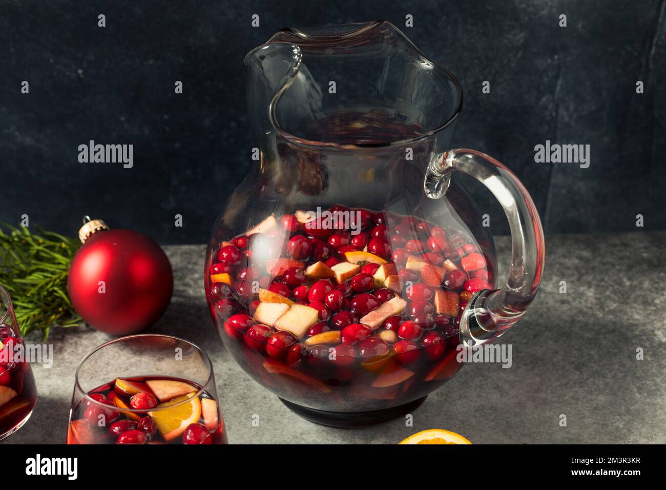 Homemade Winter Red Wine Sangria with Apple and Cranberry Stock Photo ...