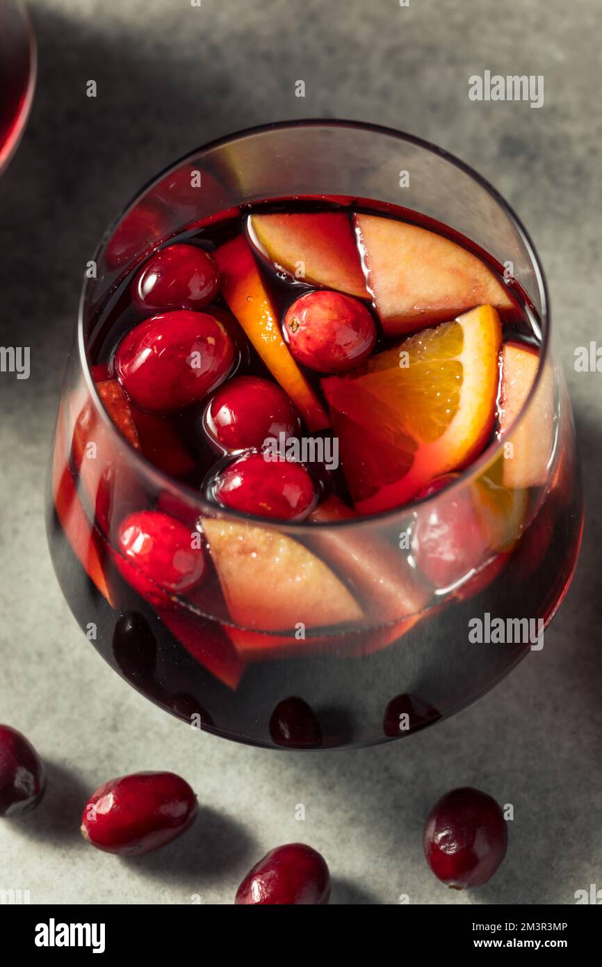 Homemade Winter Red Wine Sangria with Apple and Cranberry Stock Photo ...