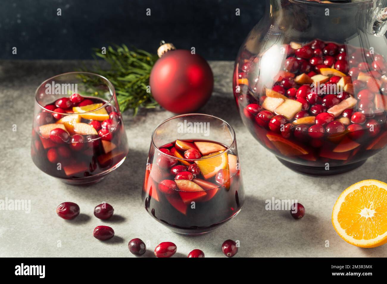 Homemade Winter Red Wine Sangria with Apple and Cranberry Stock Photo ...