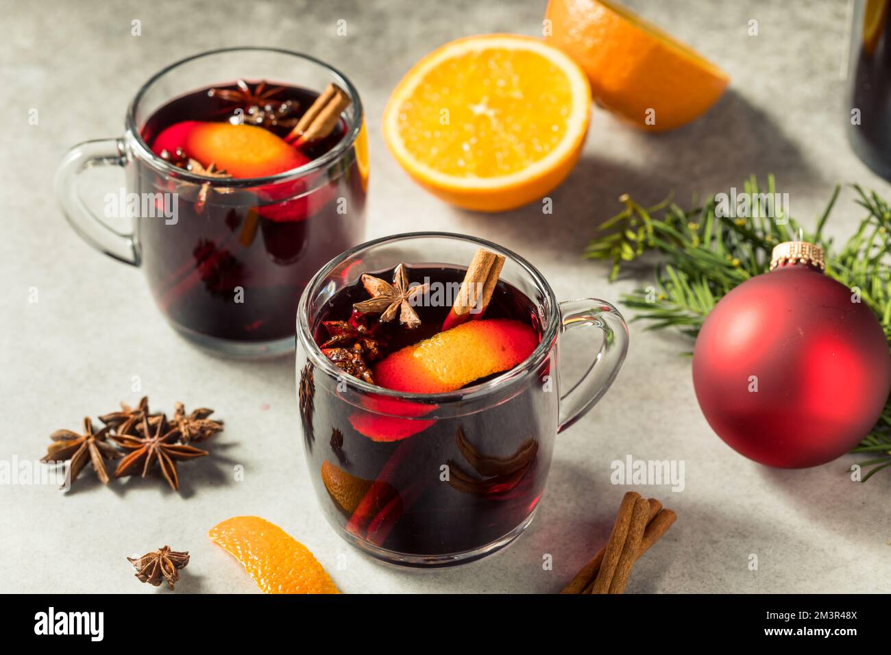 Warm Christmas Mulled Wine Glogg with Anise and Cinnamon Stock Photo ...