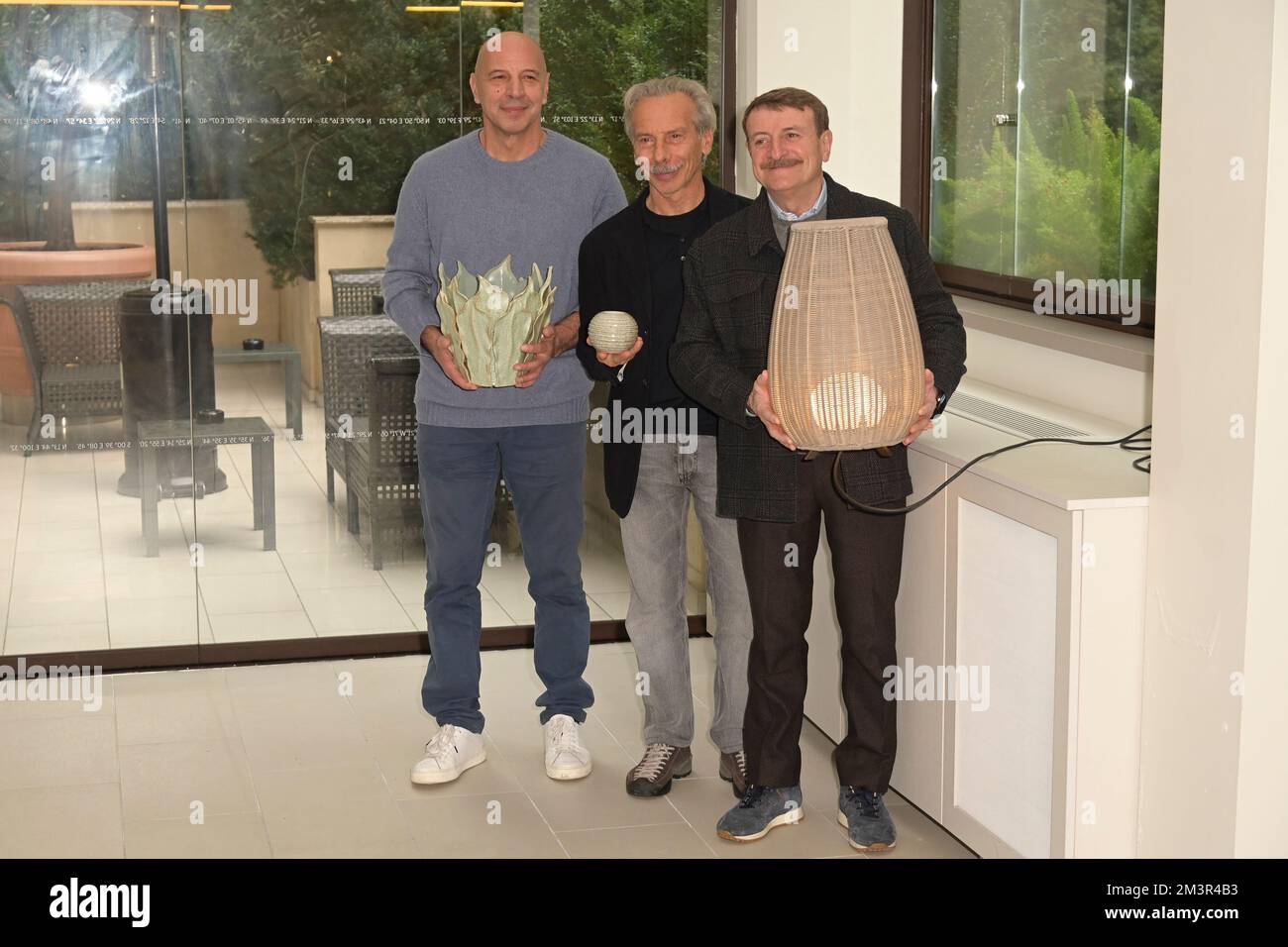 Aldo Baglio (L), Giovanni Storti (C) and Giacomo Poretti (R) attend the ...