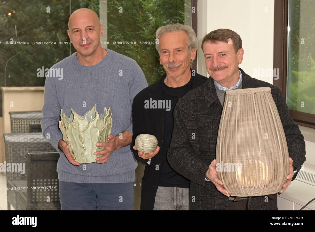 Rome, Italy. 16th Dec, 2022. Aldo Baglio (L), Giovanni Storti (C) and ...