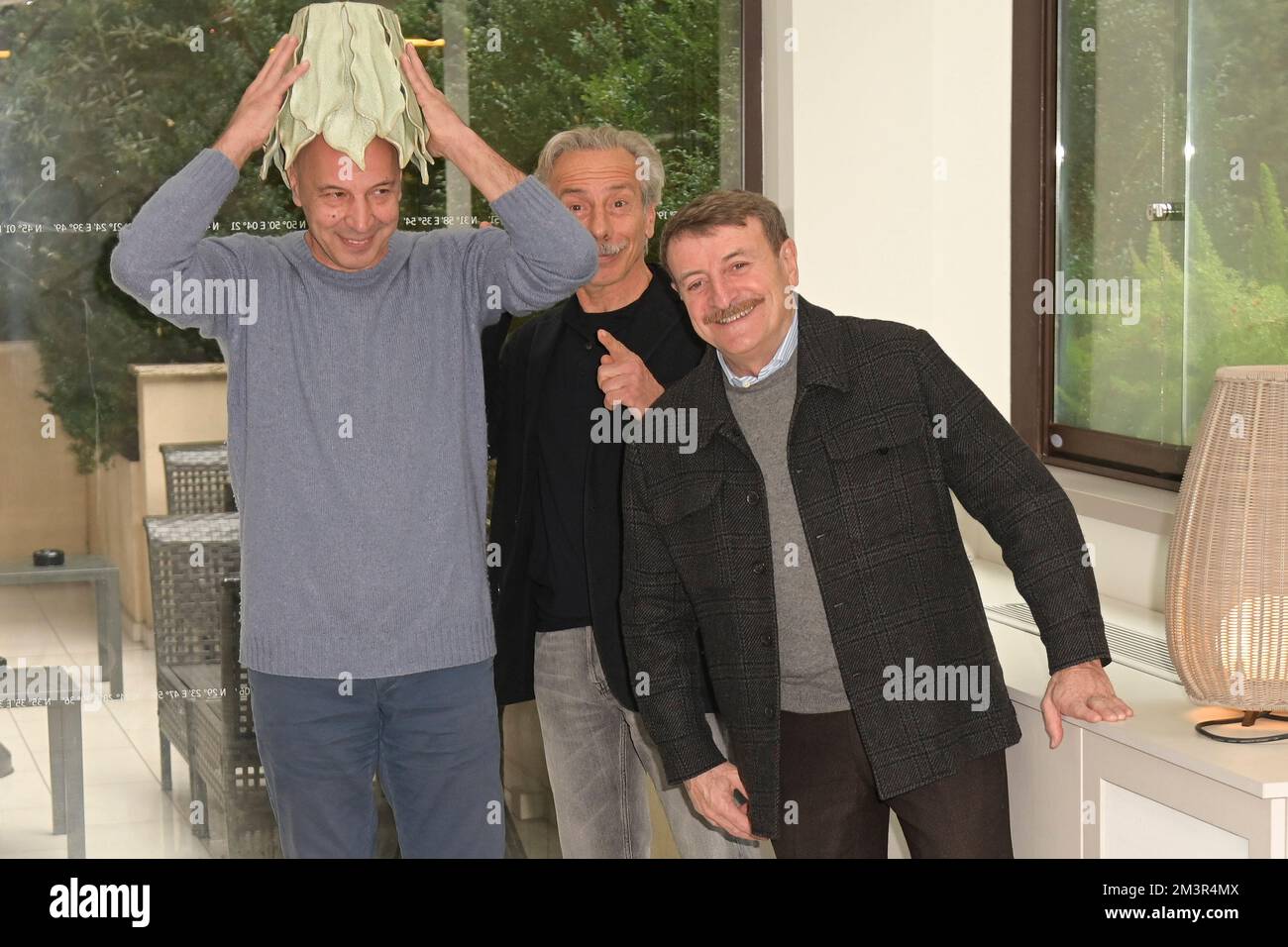 Aldo Baglio (L), Giovanni Storti (C) and Giacomo Poretti (R) attend the ...