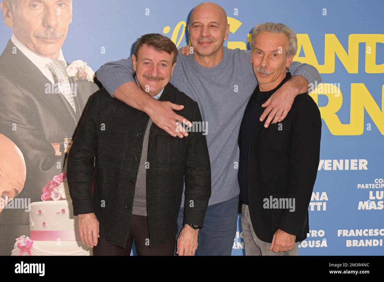 Rome, Italy. 16th Dec, 2022. Giacomo Poretti (L), Aldo Baglio (C) and ...